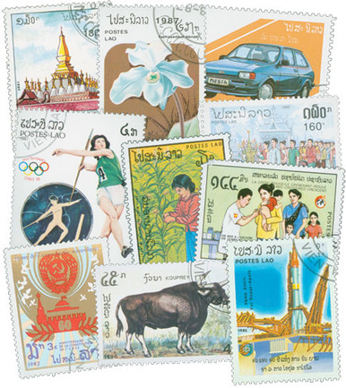 M4653 - Laos, 300 Different Stamps, large - Mystic Stamp Company