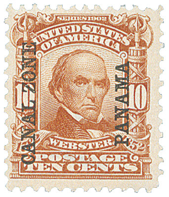 CZ8 - 1904 10c Daniel Webster, Pale Red Brown, Canal Zone Overprint ...