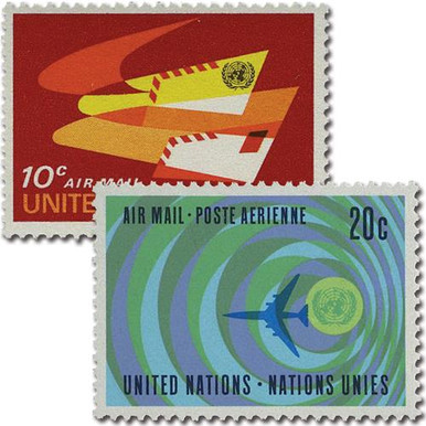 UNC13-14 - Airmail: Aircraft & U.N. Seal / Wings - Mystic Stamp Company