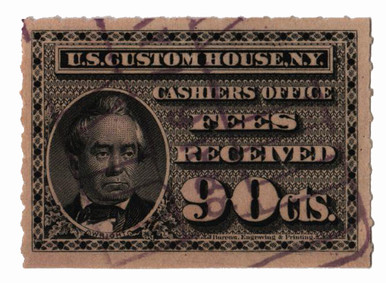 RL8 - 1887 90c Customs Fee Stamp, Black - Mystic Stamp Company