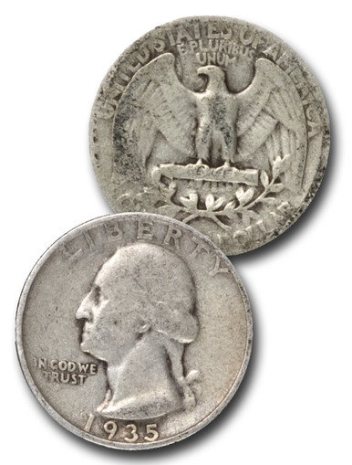 CQ-935 - 1935 George Washington Silver Quarter - Mystic Stamp Company