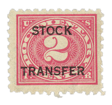 RD25 - 1928 2c Stock Transfer Stamp, carmine rose, horizontal overprint ...