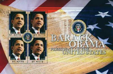 M10720 - 2010 St. Kitts Barack Obama 4v M - Mystic Stamp Company
