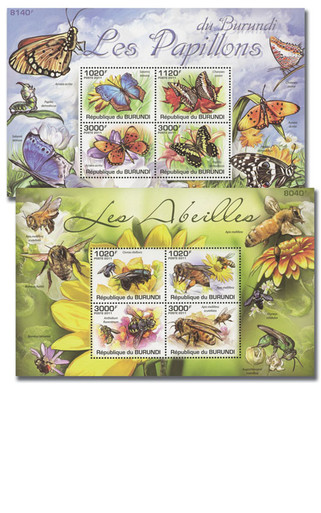 M11501 - 2011 Butterflies & Bees, Mint, Set of 2 Sheets, Burundi ...