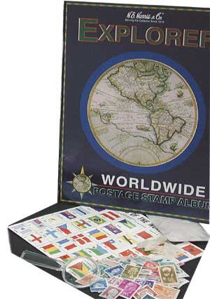CKFN1 - H.E. Harris Explorer Worldwide Collection Kit with 100 Stamps ...