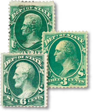 O58-60 - 1873 Department of State Officials, Dark Green, Hard Paper ...