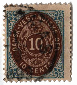 DWI10b - 1876 10c Blue & Brown, Danish West Indies, Period Between "t ...