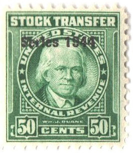 RD171 - 1944 50c Stock Transfer Stamp, Bright Green - Mystic Stamp Company