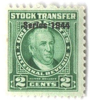RD164 - 1944 2c Stock Transfer Stamp, bright green, watermark, perf 11 ...