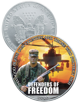 CNS56 - 2003 "Defenders of Freedom" US Silver Dollar - Mystic Stamp Company