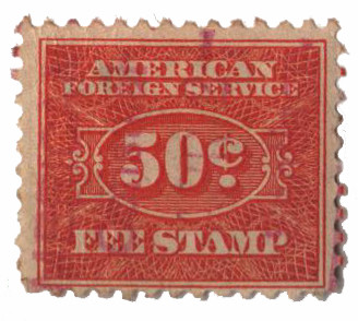 RK33 - 1934 50c American Foreign Service Fee Stamp, Orange, Perf. 11 ...