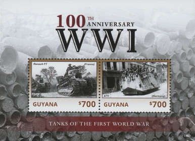 M12330 - 2014 $700 Tanks of the First World War; Souvenir Sheet of 2 ...