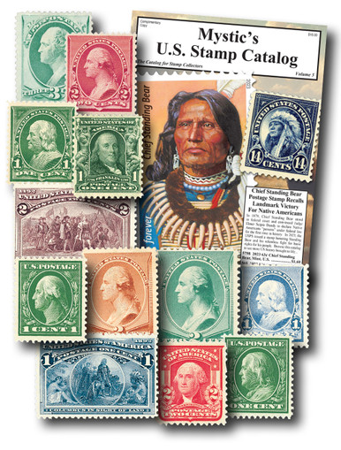 RH215 - 12 Old US Stamps plus US Catalog - Mystic Stamp Company