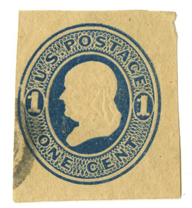 U75 - 1870-71 1c Franklin, Blue, Stamped Envelope, Amber Paper - Mystic ...