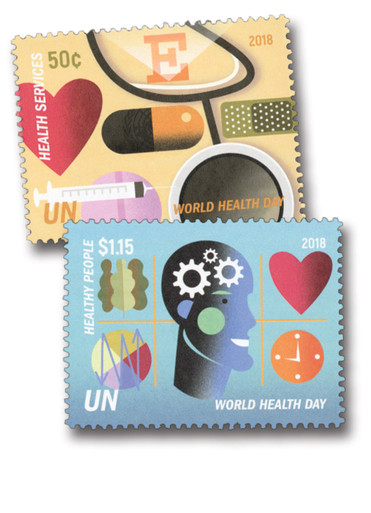 UN1192-93 - 2018 50c & $1.15 World Health Day - Mystic Stamp Company