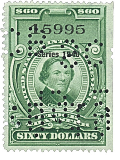 RD280 - 1948 $60 Stock Transfer Stamp, Bright Green, No Gum - Mystic ...