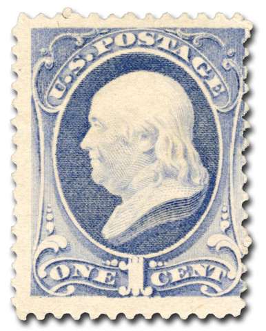 206 - 1881 1c Franklin, Gray Blue, Re-Engraved, Soft Paper, Perf. 12 ...