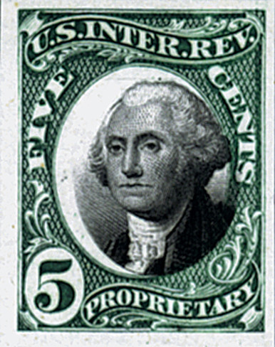 RB5P4 - 1871-75 5c Proprietary Revenue Stamp, Green & Black, Plate ...