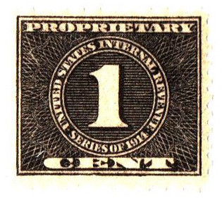 RB49 - 1914 1c Proprietary Stamp -offset, watermark, perf 10, black ...