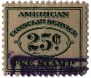RK1 - 1906 25c American Consular Service Fee Stamp, Dark Green, Perf ...