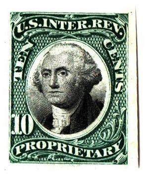 RB7P3 - 1871-75 10c Proprietary Revenue Stamp, Green & Black, Plate ...
