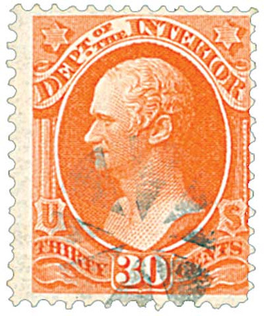 O23 - 1873 30c Department of the Interior Official, Vermilion, Hard ...