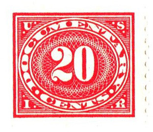 R263 - 1929 20c U.S. Internal Revenue Stamp, Carmine Rose, Perf. 11x10 ...