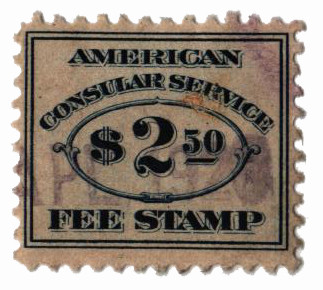 RK18 - 1906 $2.50 American Consular Service Fee Stamp, Dark Blue, Perf ...