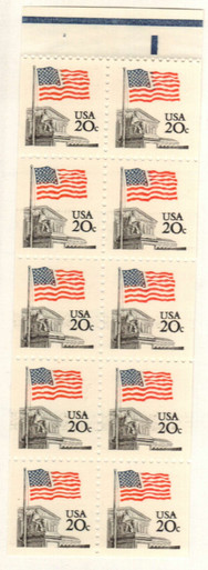 1896b - 1981 20c Flag over Supreme Court, Booklet Pane of 10 Stamps ...