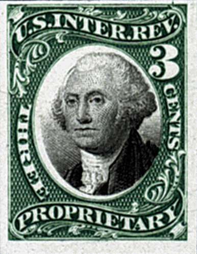 RB3P4 - 1871-75 3c Proprietary Revenue Stamp, Green & Black, Plate ...