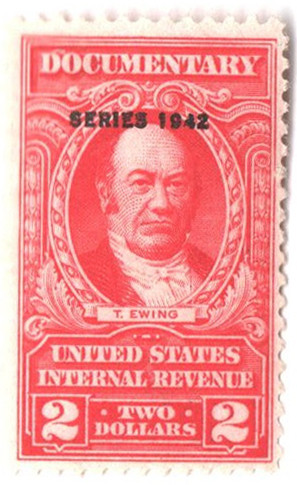 R349 - 1942 $2 U.S. Internal Revenue Stamp, Carmine - Mystic Stamp Company