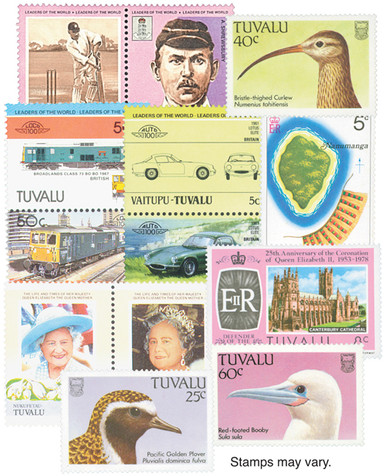M8610 - Tuvalu, 25 Different Stamps - Mystic Stamp Company