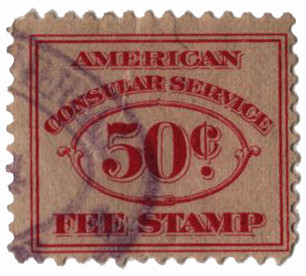 RK2 - 1906 50c American Consular Service Fee Stamp, Carmine, Perf. 12 ...
