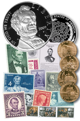 M10385 - Lincoln Stamp & Coin Collection w/Album - Mystic Stamp Company