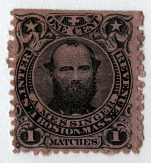 RO133c - 1877-78 1c A. Messinger Matches, Black, Pink Paper - Mystic ...
