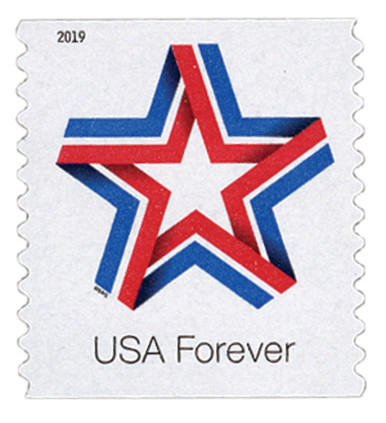 5362 - 2019 First-Class Forever Stamp - Star Ribbon (coil) - Mystic ...