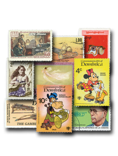 MP2184 - 25 Different Musical Instrument Stamps - Mystic Stamp Company