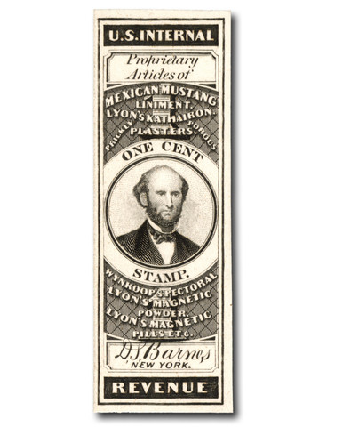 RS18P4 - 1864 1c D. S. Barnes, Black, Plate Proof on Card - Mystic ...