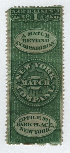 RO138b - 1871-77 1c New York Match Co., Green, Silk Paper - Mystic ...