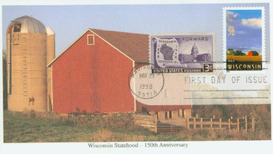 3206x - 1998 32c Wisconsin Statehood & 3c Wisconsin Centennial, First ...
