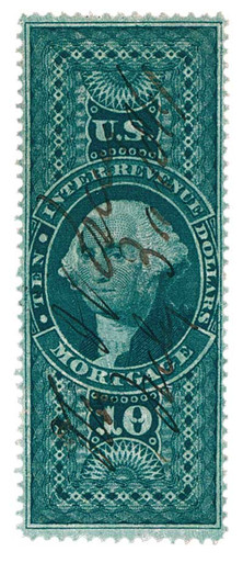 R95 - 1862-71 $10 US Internal Revenue Stamp - Mortgage, old paper ...