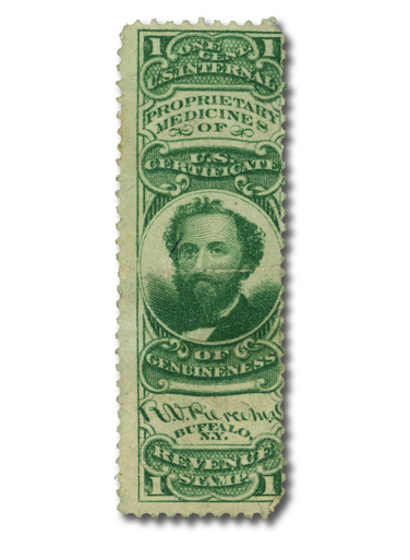 RS189b - 1871-77 1c R. V. Pierce, Green, Silk Paper - Mystic Stamp Company