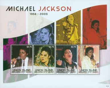 M10636 - 2010 Union Island Michael Jackson 4v M - Mystic Stamp Company