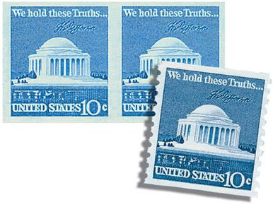 1520//20b - 1973-74 10c Jefferson Memorial, Imperf. Error and Regular ...