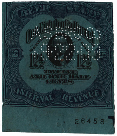 REA75c - 1902 12 1/2c Beer Stamp, Blue, Light Blue Paper - Mystic Stamp ...