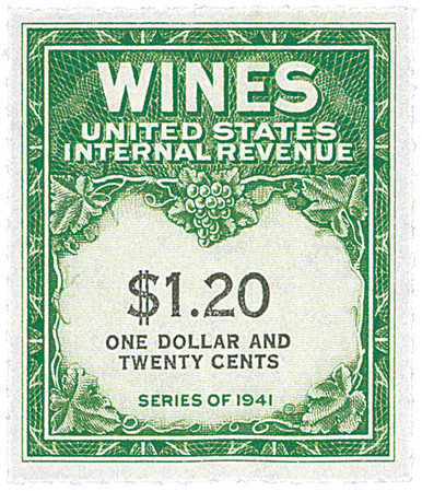 RE146 - 1942 $1.20 Cordials, Wines, Etc. Stamp, Yellow Green & Black ...