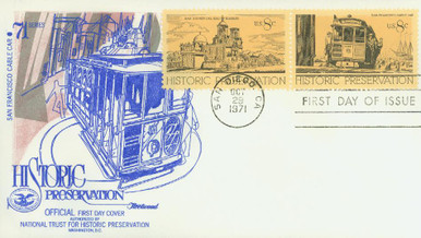 1442-43 - 1971 8c Historic Preservation: Cable Car & Mission First Day ...