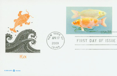 UX555 - 2009 28c White & Orange Koi Fish, First Day Issue Postal Card ...