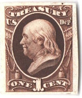 O72P3 - 1873 1c Treasury Department Official, Brown, Plate Proof on ...