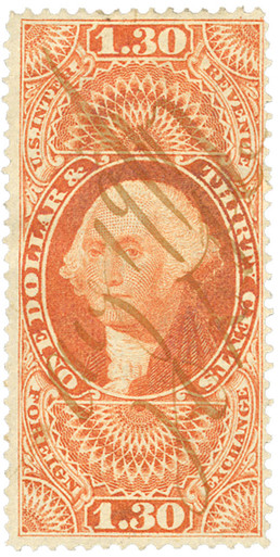 R77 - 1862-71 $1.30 U.S. Internal Revenue Stamp, Foreign Exchange ...